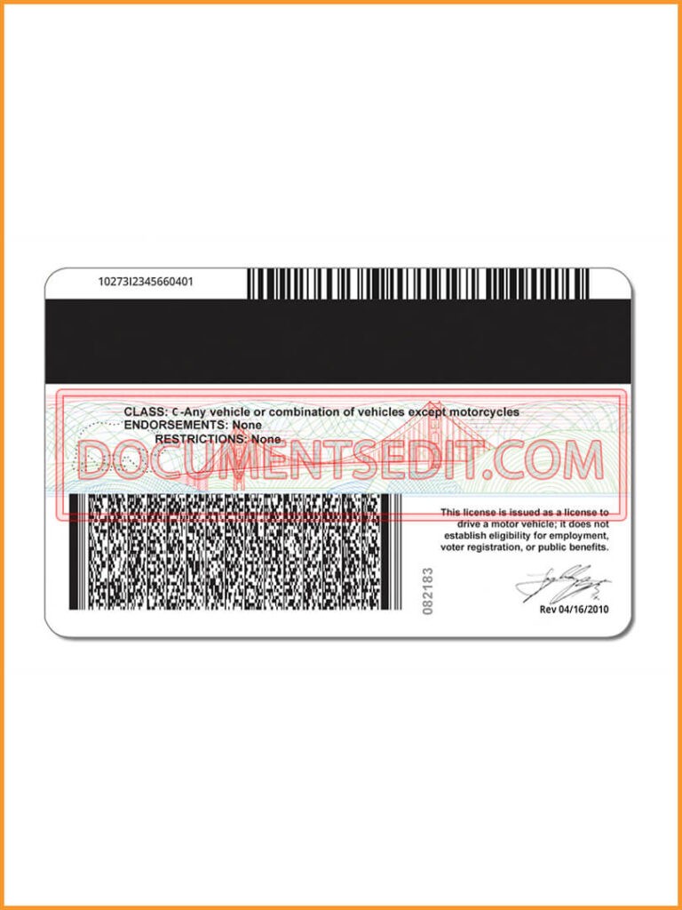 California Driving License Template (V2) - Documents Edit