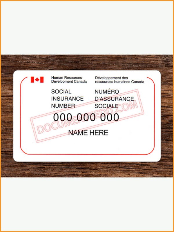 Canada SIN Card Template - Documents Edit