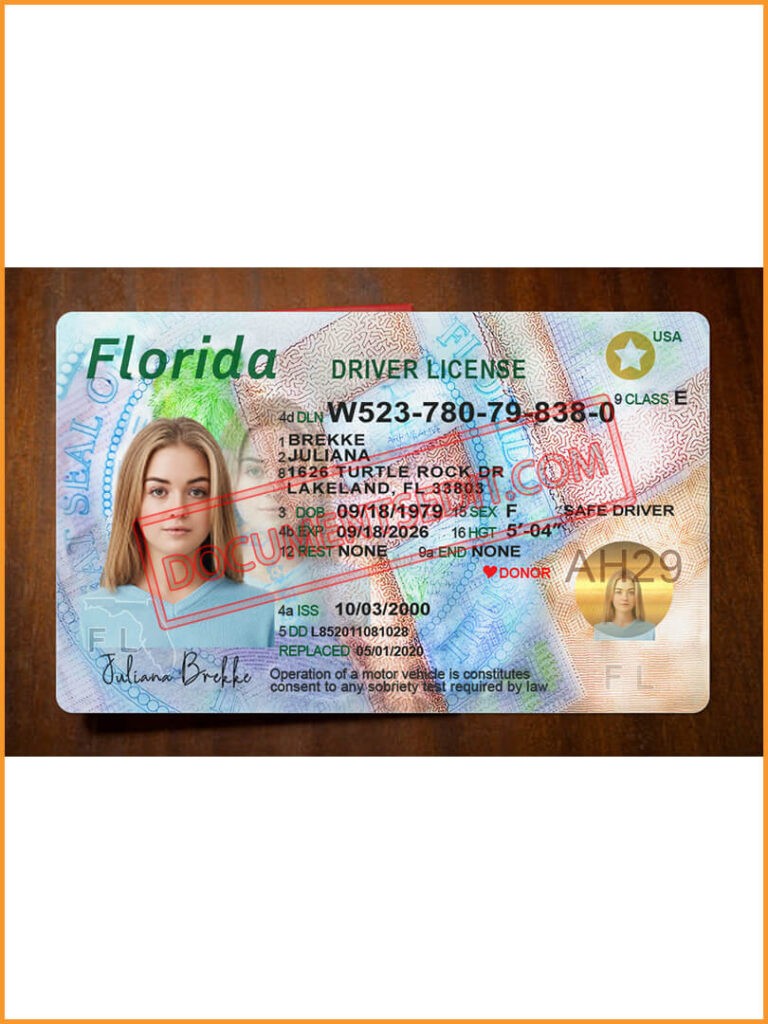 New Florida Driver's License PSD Template - Documents Edit