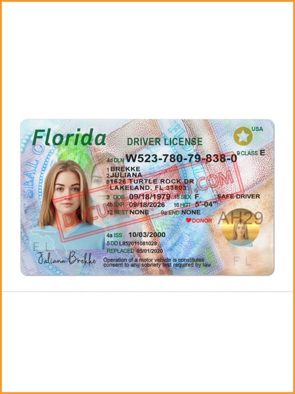 New Florida Driver's License PSD Template - Documents Edit