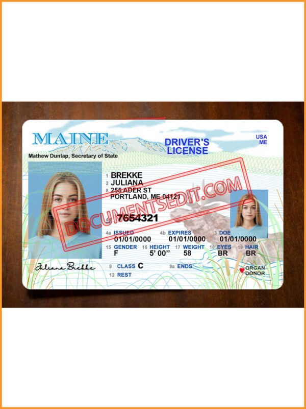 Maine Driver License Template File - Documents Edit