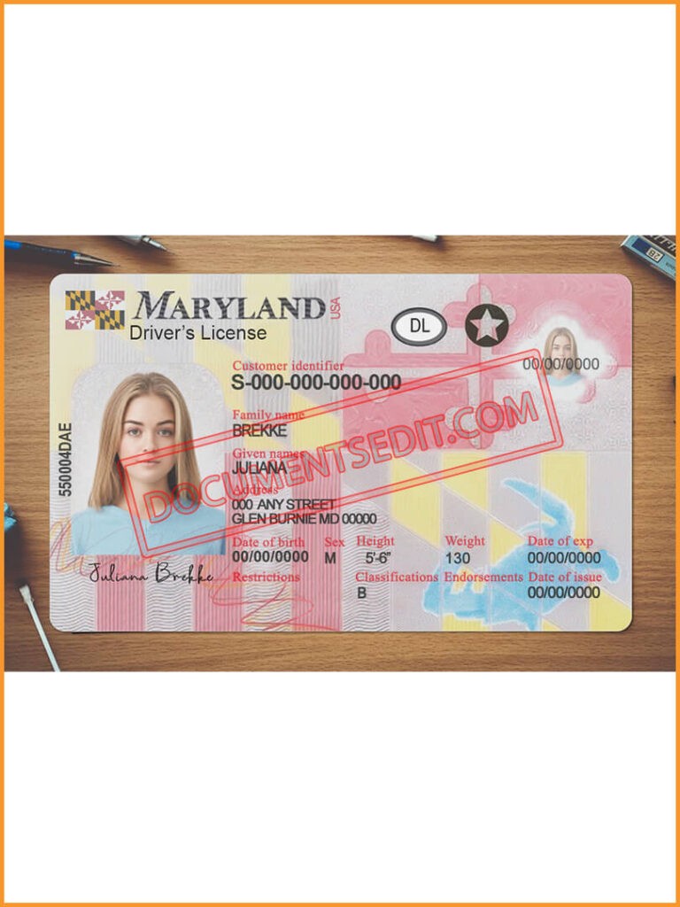 Maryland Driver License PSD - Documents Edit