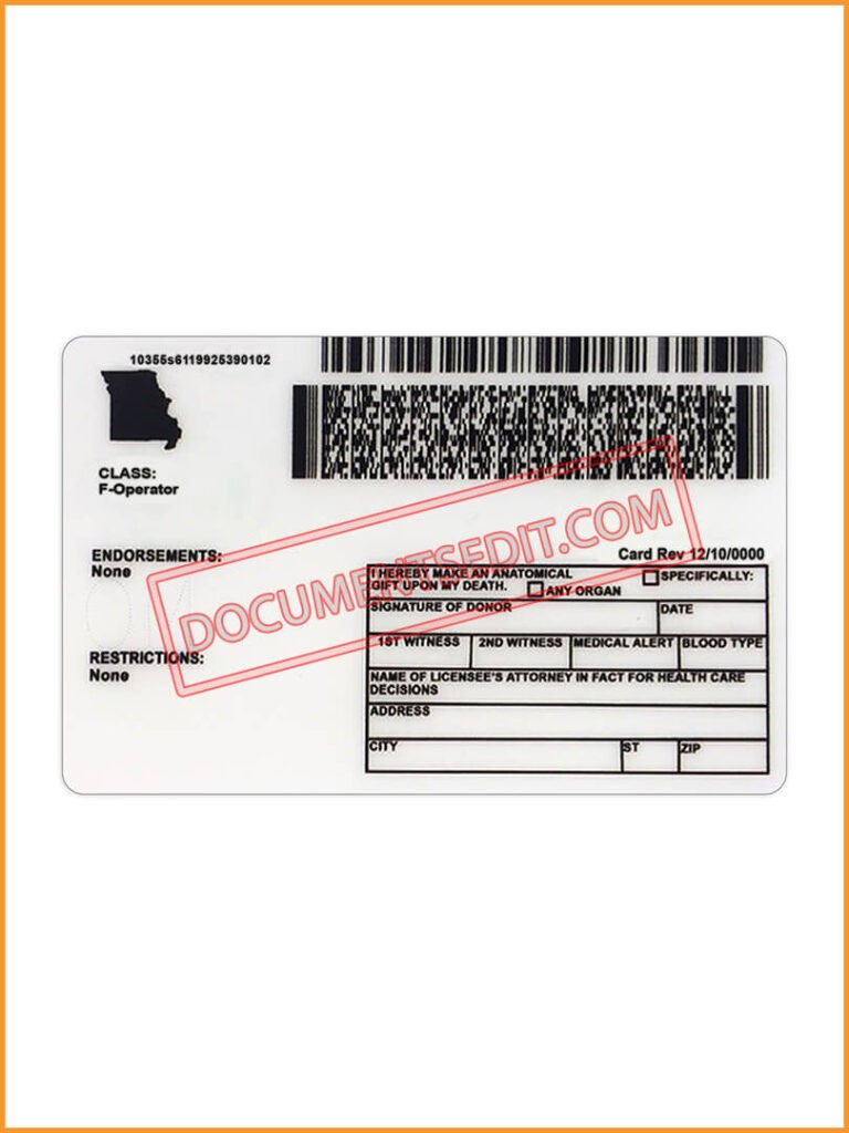 Missouri Driving License PSD Template - Documents Edit