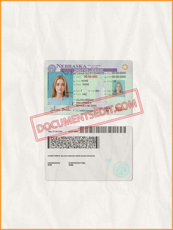 Nebraska Driver License Template - Documents Edit