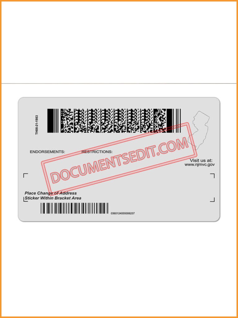 New Jersey Drivers License Template - Documents Edit
