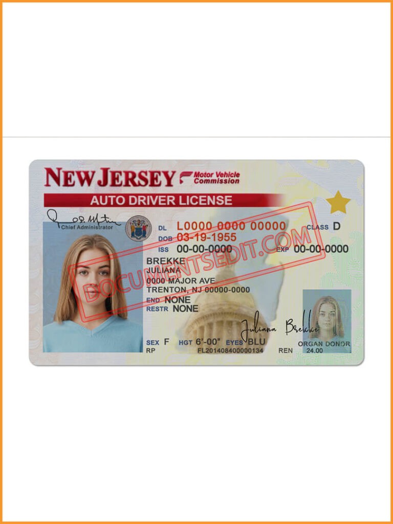 New Jersey Drivers License Template - Documents Edit