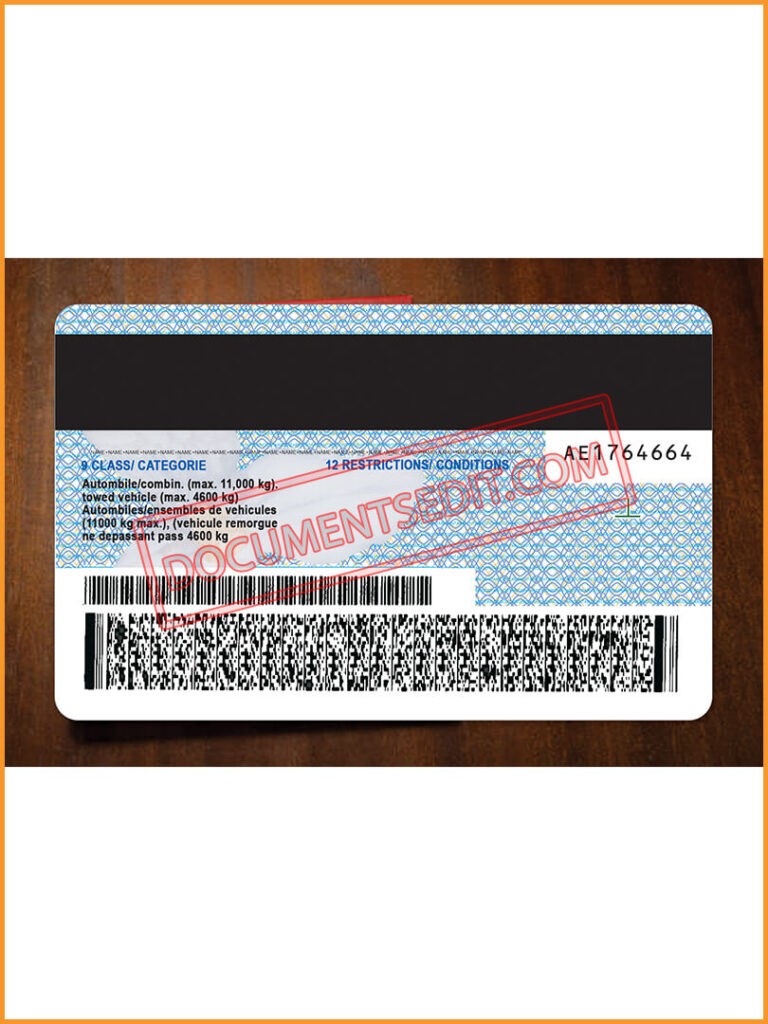 New Ontario Driver License PSD Template - Documents Edit
