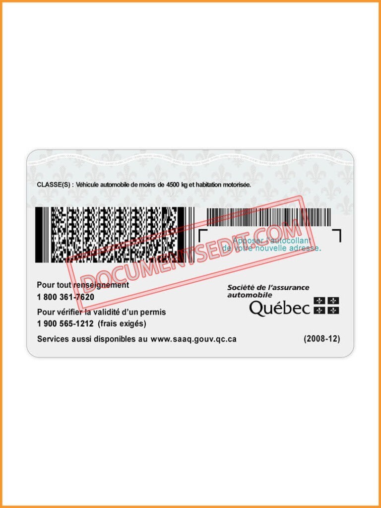 Quebec British Driver License PSD Template - Documents Edit