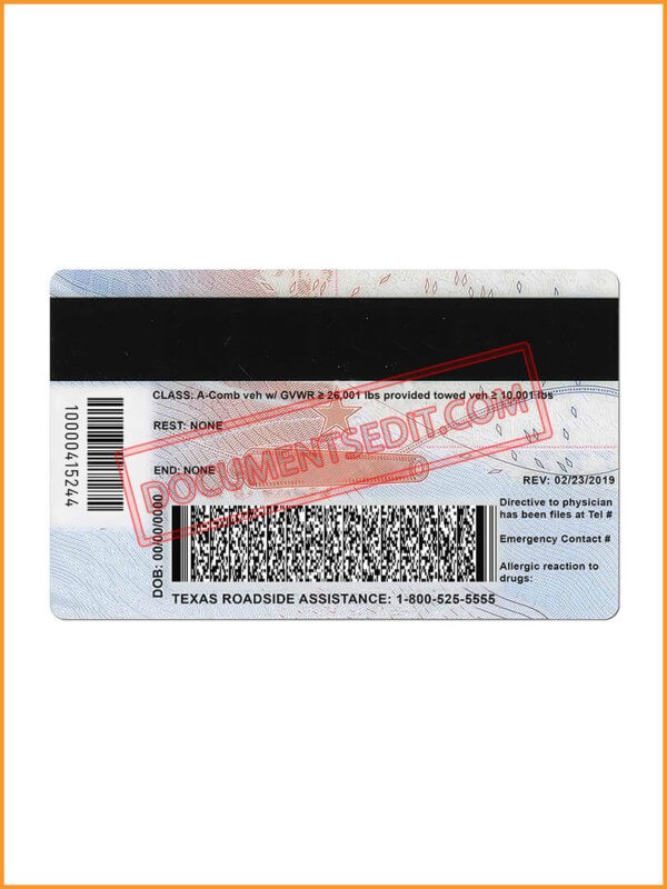 Texas Identification card PSD template - Documents Edit