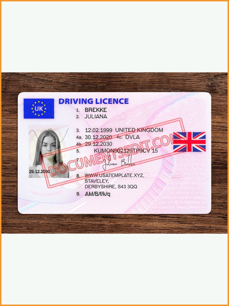 UK Driver License PSD Template - Documents Edit