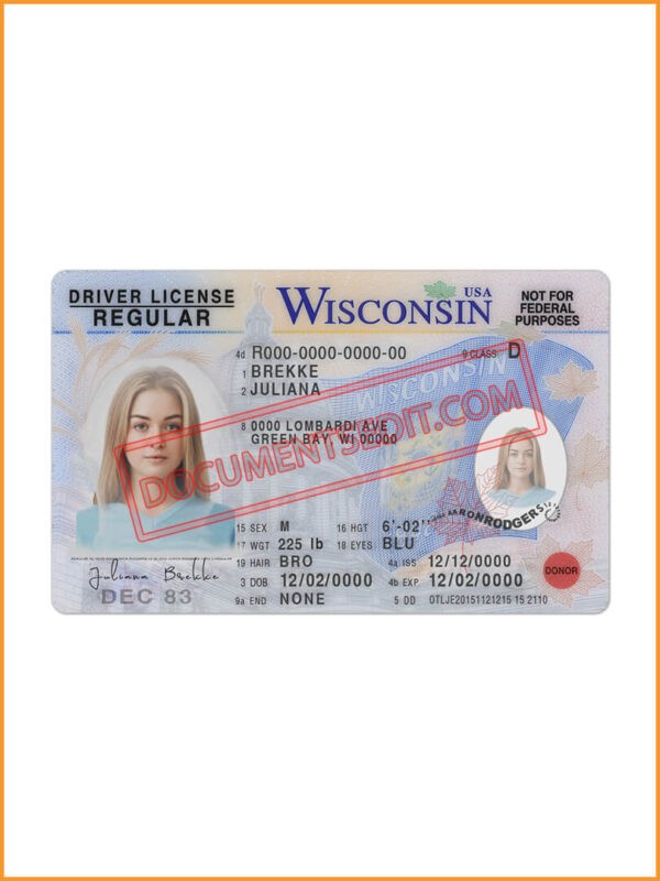 Wisconsin Driver License PSD - Documents Edit