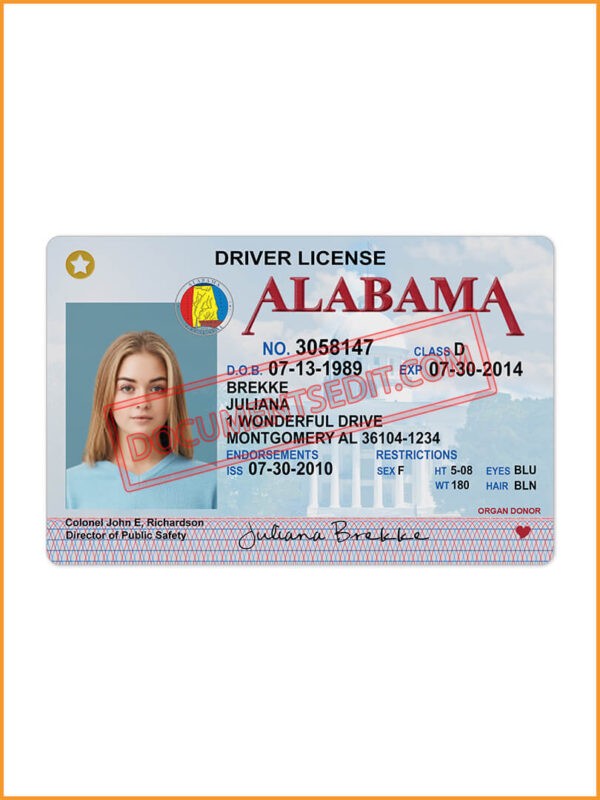 Alabama Driving License PSD Template (V1) - Documents Edit