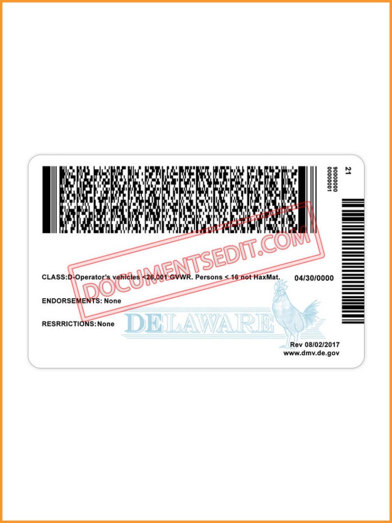 New Delaware Identification Card PSD Template - Documents Edit