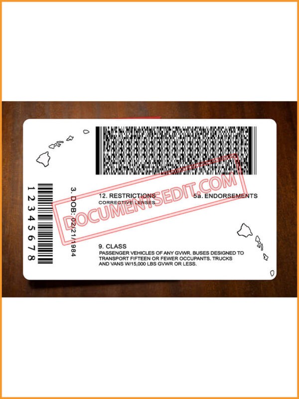 Hawaii Driver License Template - Documents Edit