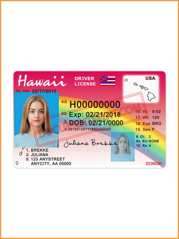 Hawaii Driver License Template - Documents Edit