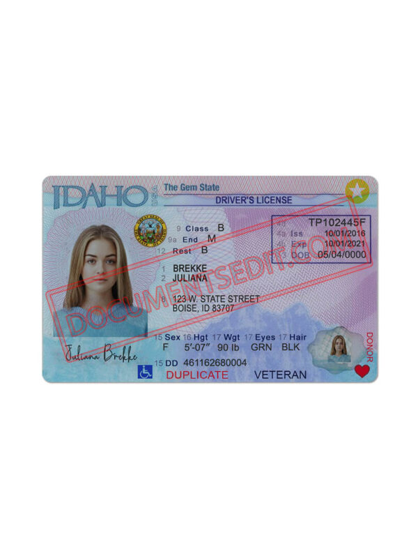 Idaho Driver License PSD Template New (V2) - Documents Edit