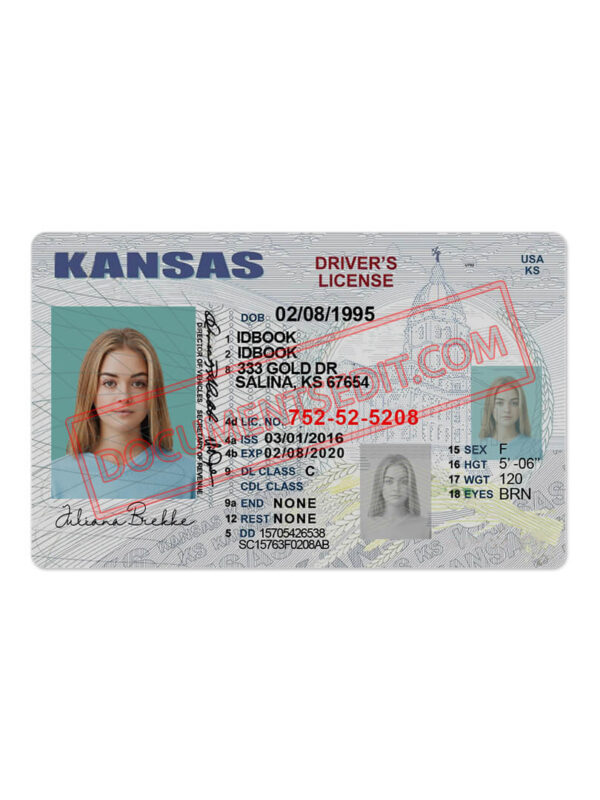 Kansas Driver License PSD Template New (V2) - Documents Edit