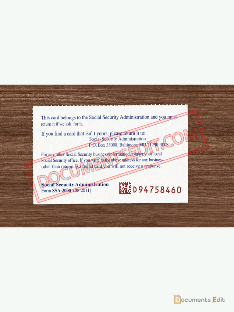 Social Security Card Template 100 - Documents Edit