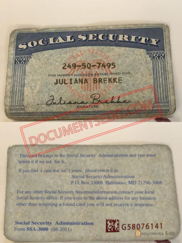 Social Security Card Template 102 - Documents Edit