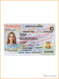 Indiana Driver License PSD Template (V2) - Documents Edit