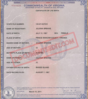 Birth Certificate - Documents Edit