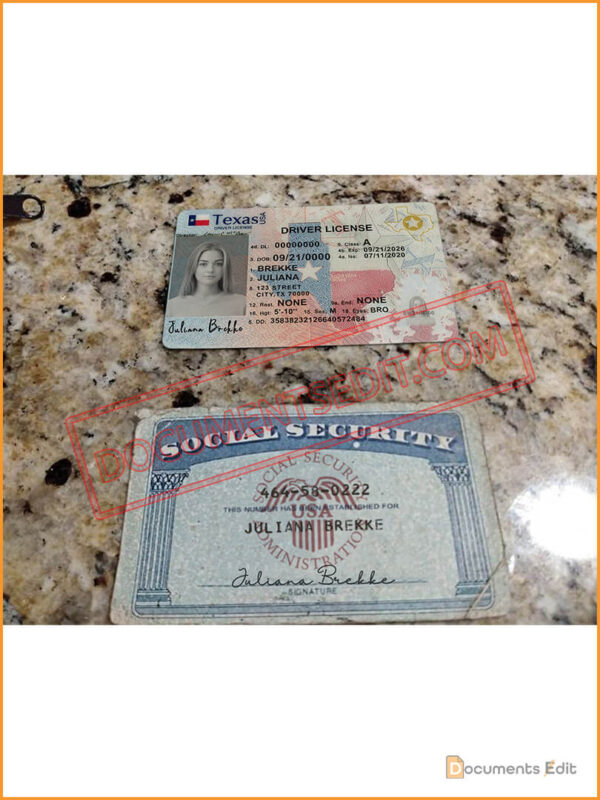 SSN and New Texas Driver License Template - Documents Edit