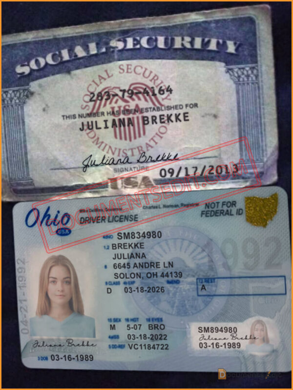 SSN and Ohio Driver License Template - Documents Edit