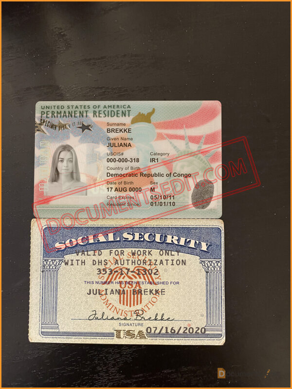 SSN and Permanent Resident Card Template - Documents Edit