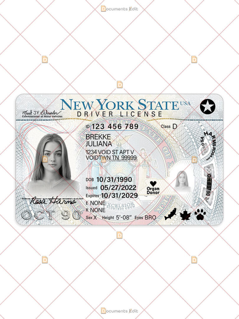 New York Driving License Template (V2) - Documents Edit